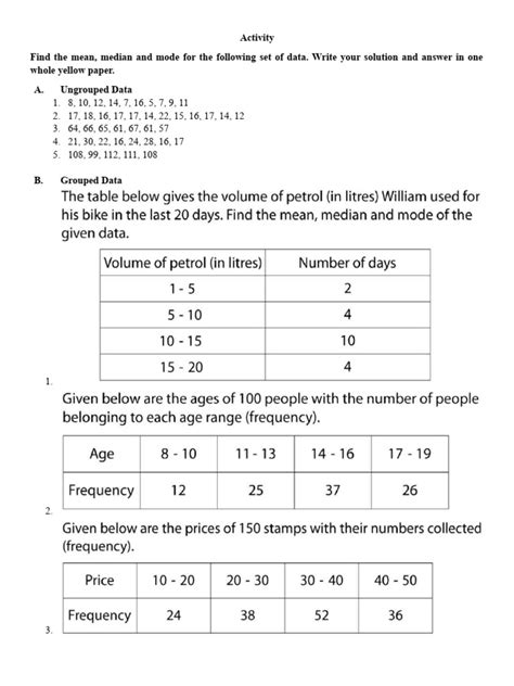 Meanmedian And Mode Activity Pdf Teaching Methods And Materials