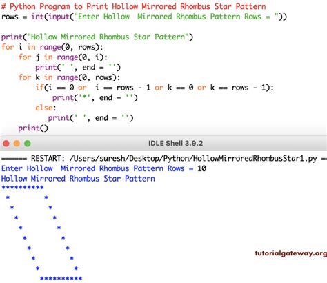 Python Program To Print Hollow Mirrored Rhombus Star Pattern