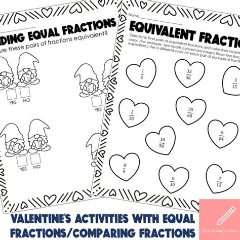 Valentines Day Equivalentsimplifying Fractions Worksheets 4th 5th