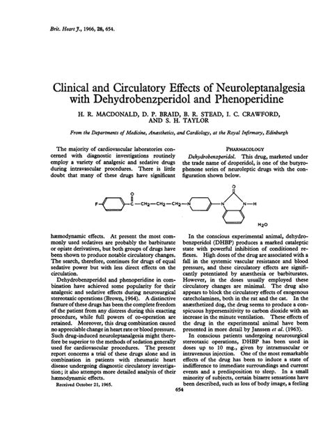 Clinical And Circulatory Effects Of Neuroleptanalgesia With