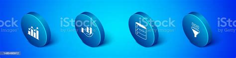 set isometric pie chart infographic server binary code and icon vector