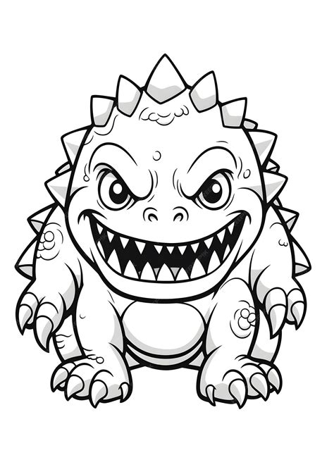 몬스터 컬러링 페이지 몬스터 캐릭터 라인 아트 컬러링페이지 괴물 아웃라인 드로잉 컬러링 피지 몬스터 콜러링 북 Ai 생성 프리미엄 Ai 생성 이미지