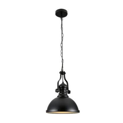 Black Nautical Industrial Caged Dome Shade Glass Metal Ceiling Pendant