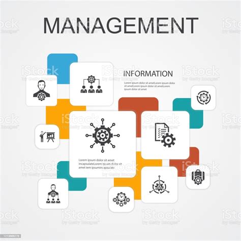 관리 인포 그래픽 10 라인 아이콘 Templatemanager 제어 조직 프리젠 테이션 간단한 아이콘 10에 대한 스톡 벡터