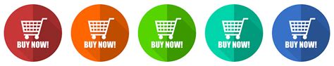 지금 아이콘 세트 빨간색 파란색 녹색 및 주황색 평면 디자인 웹 버튼흰색 배경 벡터 일러스트레이션 구매 그림자에 대한 스톡 벡터 아트 및 기타 이미지 Istock