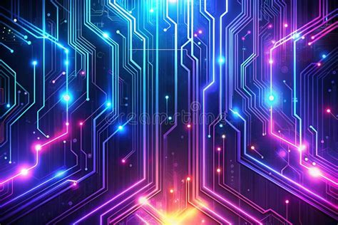 Abstract Glowing Circuit Board Pattern Stock Illustration