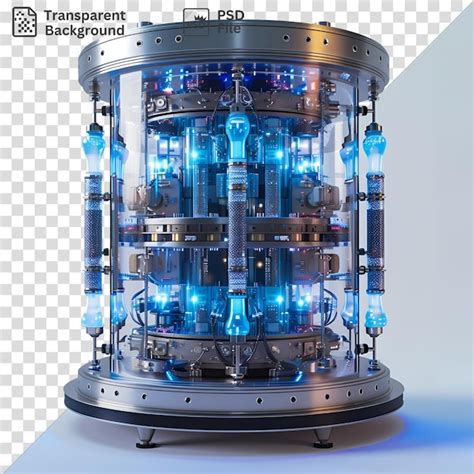 Premium Psd Realistic Photographic Quantum Scientists Quantum Computer On A Silver Base