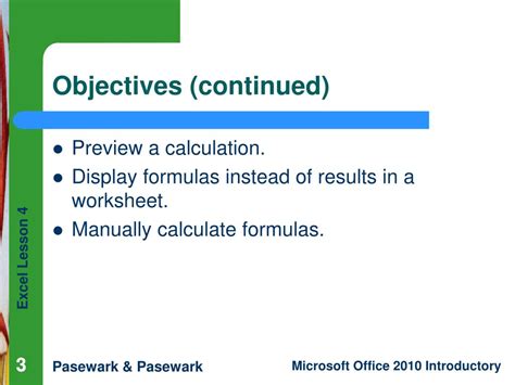 Ppt Excel Lesson 4 Entering Worksheet Formulas Powerpoint