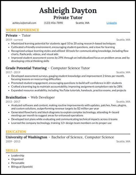 21 Tutor Resume Examples Built For 2024