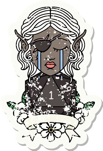 울고 있는 엘프 불량 캐릭터와 자연스러운 D20 롤 일러스트레이션 굴리기에 대한 스톡 벡터 아트 및 기타 이미지 굴리기 꼬마 요정 눈 신체 부분 Istock