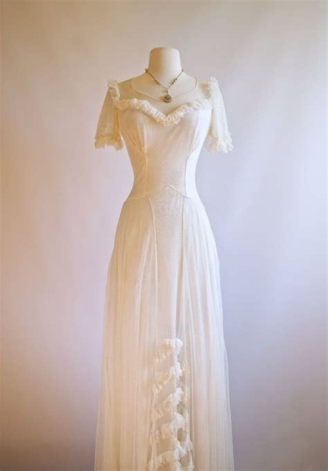 Vintage 1930s Wedding Dress Ethereal 30s Vintage Wedding Etsy ชุดโล