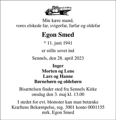 Egon Smed Dødsannoncer I Danmark