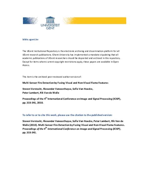 Pdf Multisensor Fire Detection By Fusing Visual And Non Visual Flame