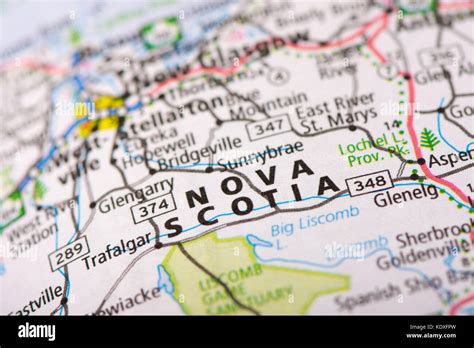 Closeup Of Nova Scotia On A Political Map Of Canada Stock Photo Alamy