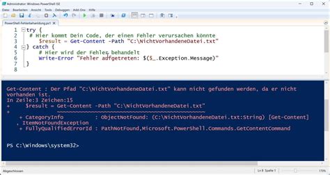Anleitung Zur Fehlerbehandlung In Der Powershell