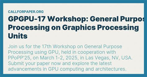 Gpgpu 2025 General Purpose Processing On Graphics Processing Units