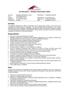 Job Description Database Administrator DBA Job Description Database Administrator Dba Pdf