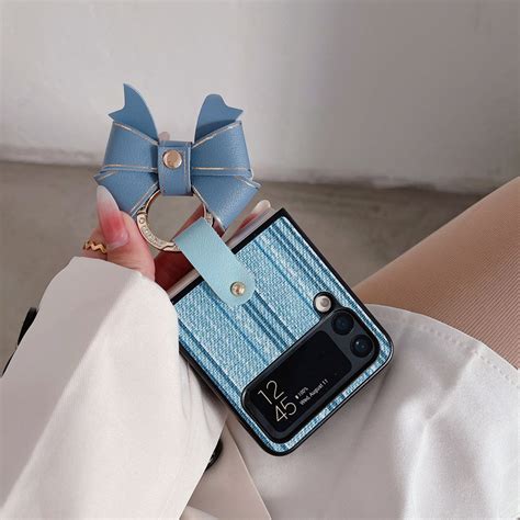 당일출고 Z플립6추가 시원한 여름느낌 낭낭한 유니크 청청 리본 큐빅 고리링 제트플립케이스 Z플립 345 에이블리