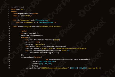 Simple Website HTML Code With Colourful Tags In Browser View Stock