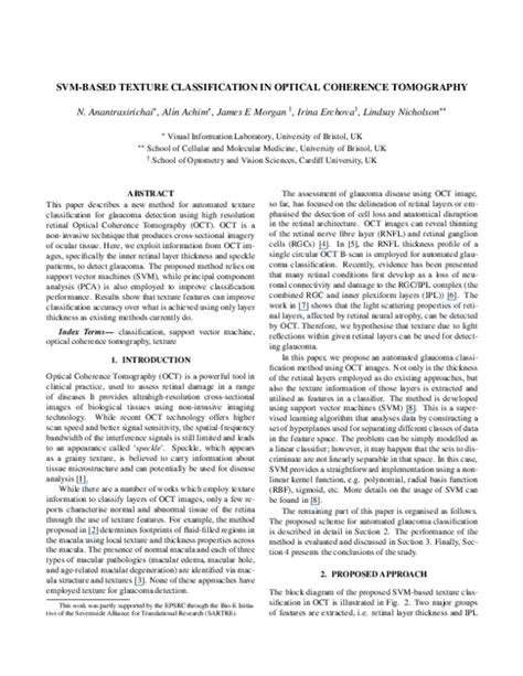 Pdf Svm Based Texture Classification In Optical Coherence Tomography