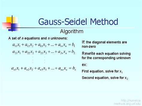 GaussSiedel Method GaussSeidel Method An Iterative Method