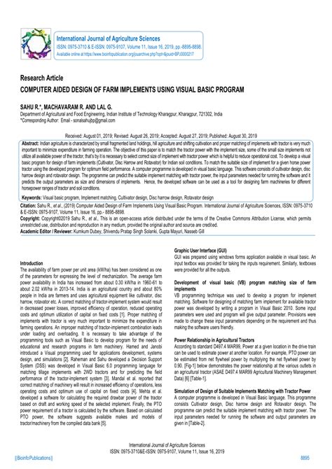 Pdf Computer Aided Design Of Farm Implements Using Visual Basic Program