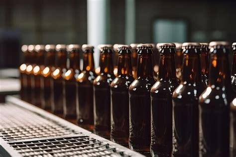 Premium Ai Image Beer Bottles On The Conveyor Belt Neural Network Ai Generated