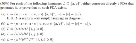 Solved In This Assignment Construct Directly A PDA Means Chegg