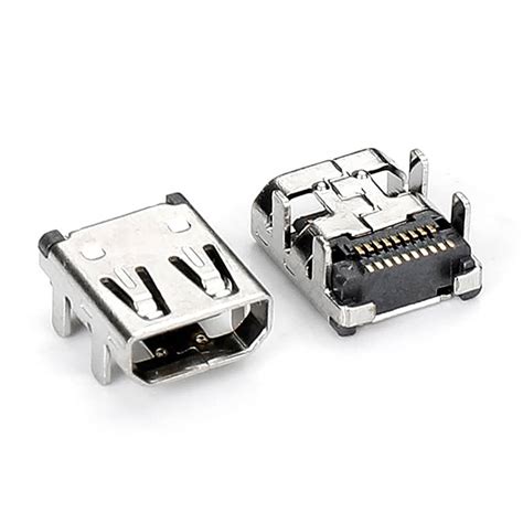 Surface Mount Micro Hdmi Pcb Connector 19 Pin Smt Right Angle Through Hole