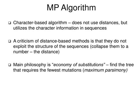 ppt maximum parsimony mp algorithm powerpoint presentation free