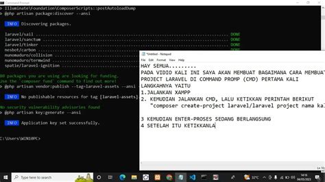 Cara Buat Project Baru Laravel Di Command Prompt Cmd Youtube