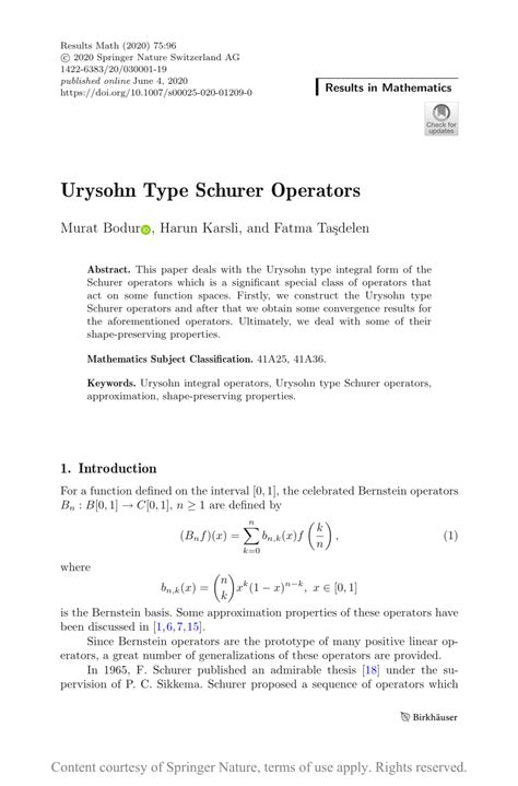Urysohn Type Schurer Operators Request Pdf
