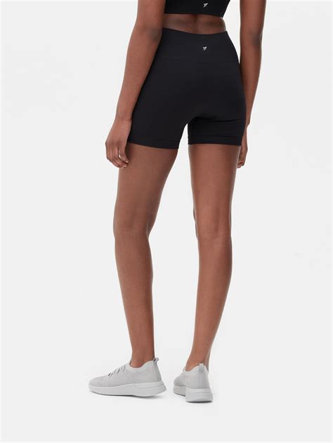 Womens Black Performance Seamless High Rise Shorts Primark