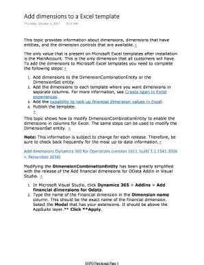 Fillable Online Add Dimensions To A Excel Template Fax Email Print PdfFiller