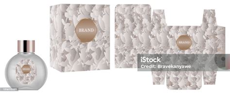 포장 디자인 고급 상자 템플릿과 모형 상자 일러스트 벡터와 향수 또는 화장품 용기에 라벨 개념에 대한 스톡 벡터 아트 및 기타