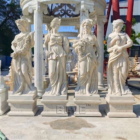 Natural Marble Four Seasons Sculpture Garden Greek Goddess Statue Life