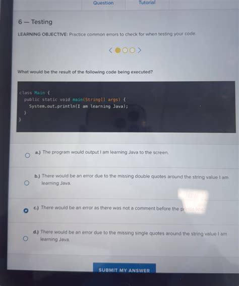 What Would Be The Result Of The Following Code Being Executed Java