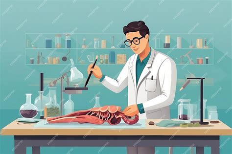 Craft An Illustration Of A Teacher Demonstrating The Dissection Of Specimens In A Biology Lab
