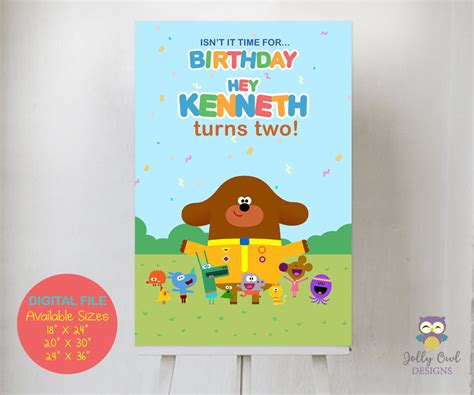 Hey Duggee Birthday Party Welcome Sign Personalized Digital Printabl