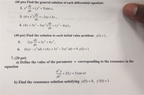 Solved 60 Pts Find The General Solution Of Each
