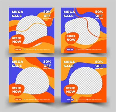 메가 세일 소셜 미디어 포스트 벡터 템플릿 프리미엄 벡터