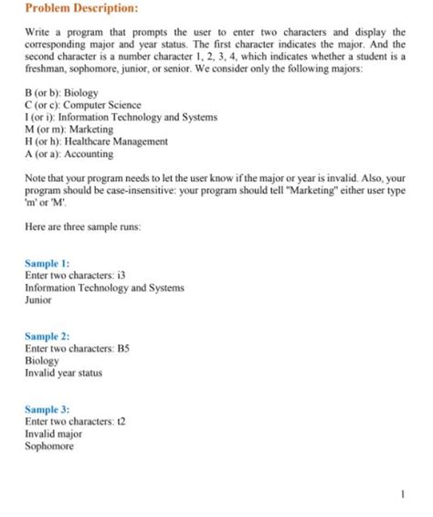 solved problem description write a program that prompts the