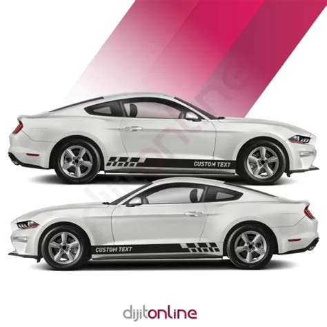 2 X Custom Text Side Stripe Sticker Car Side Door Stripe Sticker