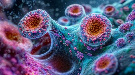 Microscopic View Of Colorful Cellular Structures Stock Illustration