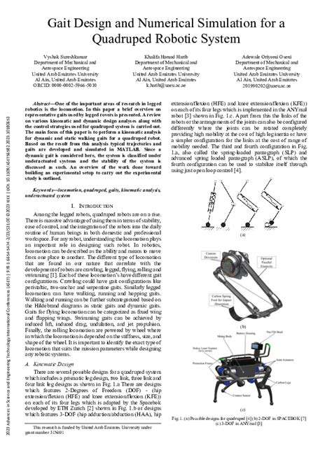 Pdf Gait Design And Numerical Simulation For A Quadruped Robotic System
