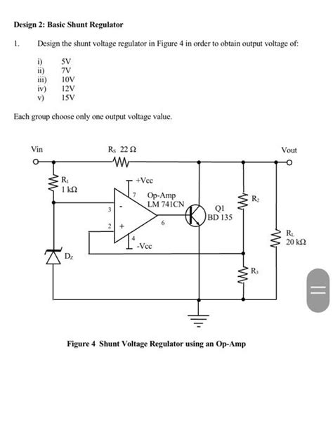 Solved Design 2 Basic Shunt Regulator 1 Design The Shunt