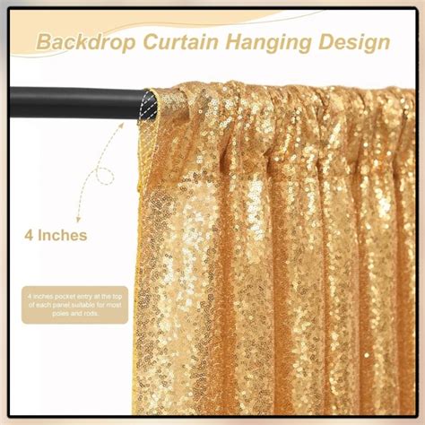 Sparkling Gold Sequin Backdrop Panels Set Of 2 2ftx8ft For Elegant