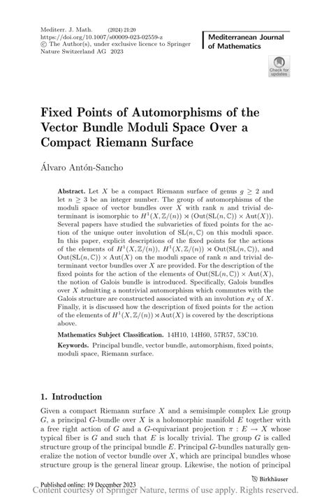 fixed points of automorphisms of the vector bundle moduli space over a
