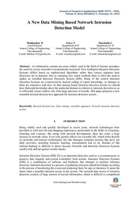 Pdf A New Data Mining Based Network Intrusion Detection Model Eica053