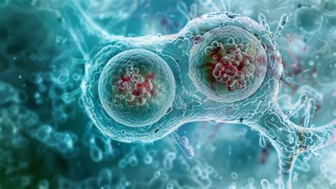 An Electron Micrograph Of A Cell In Telophase With Clear Formation Of Two Daughter Cells During